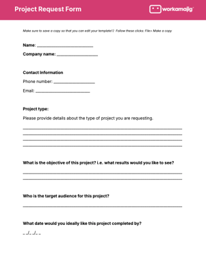 Project Request Form (Free Template + Workamajig's Solution)